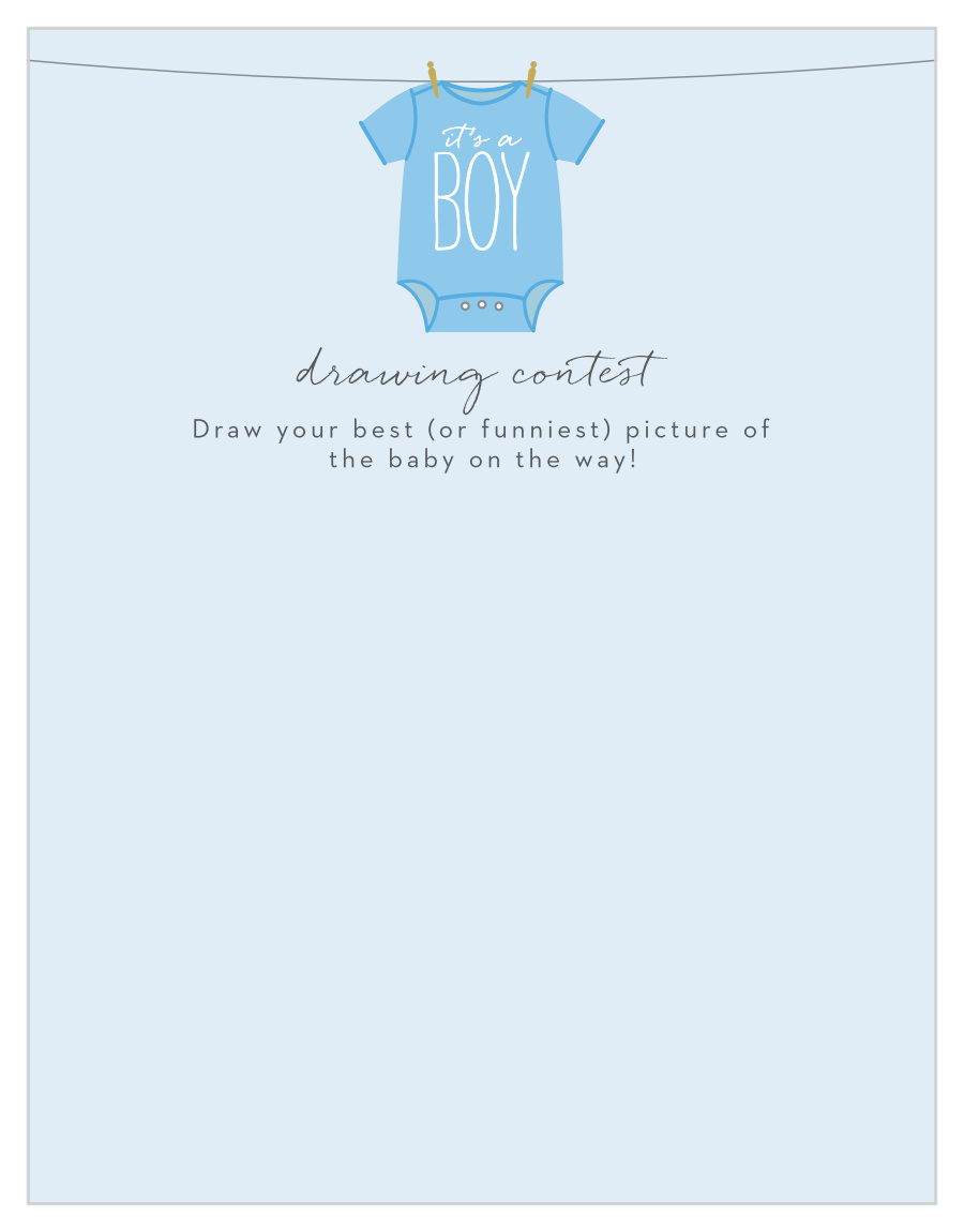 Boy Onesie Clothesline Baby Drawing Contest by Basic Invite