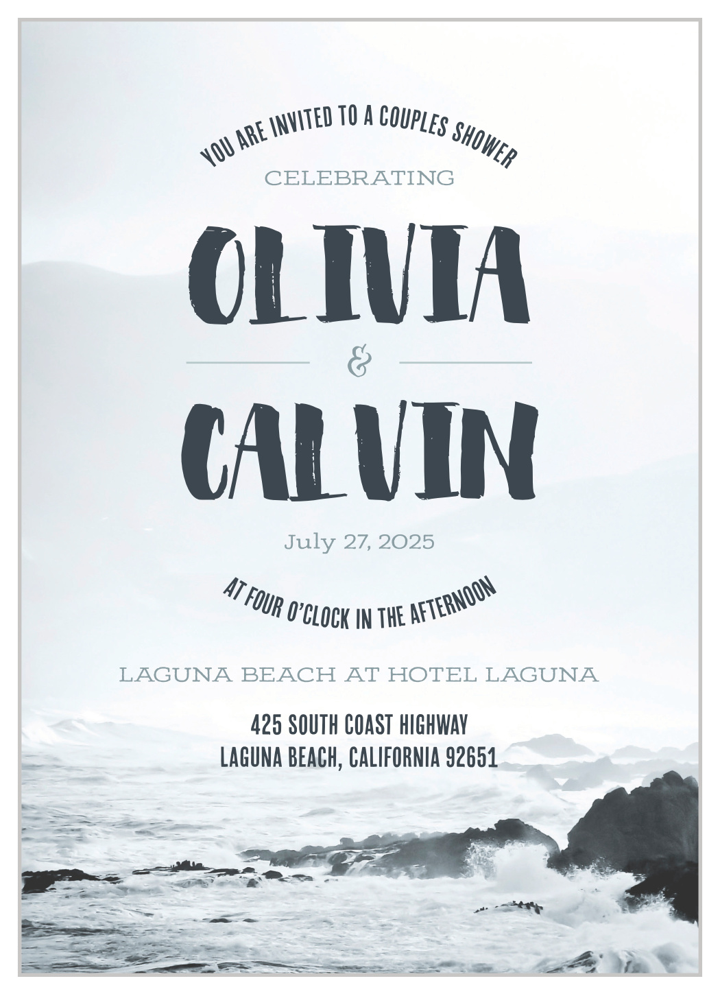 Rocky Beach Stamp Bridal Shower Invitations by Basic Invite