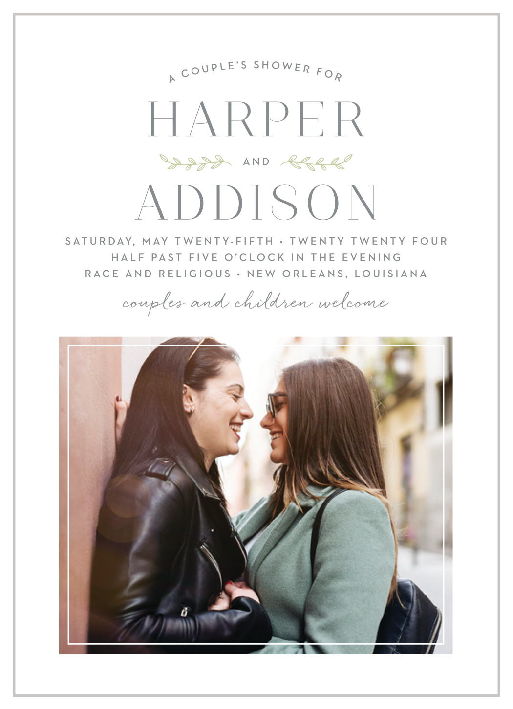 Leafy Accents Bridal Shower Invitations by Basic Invite