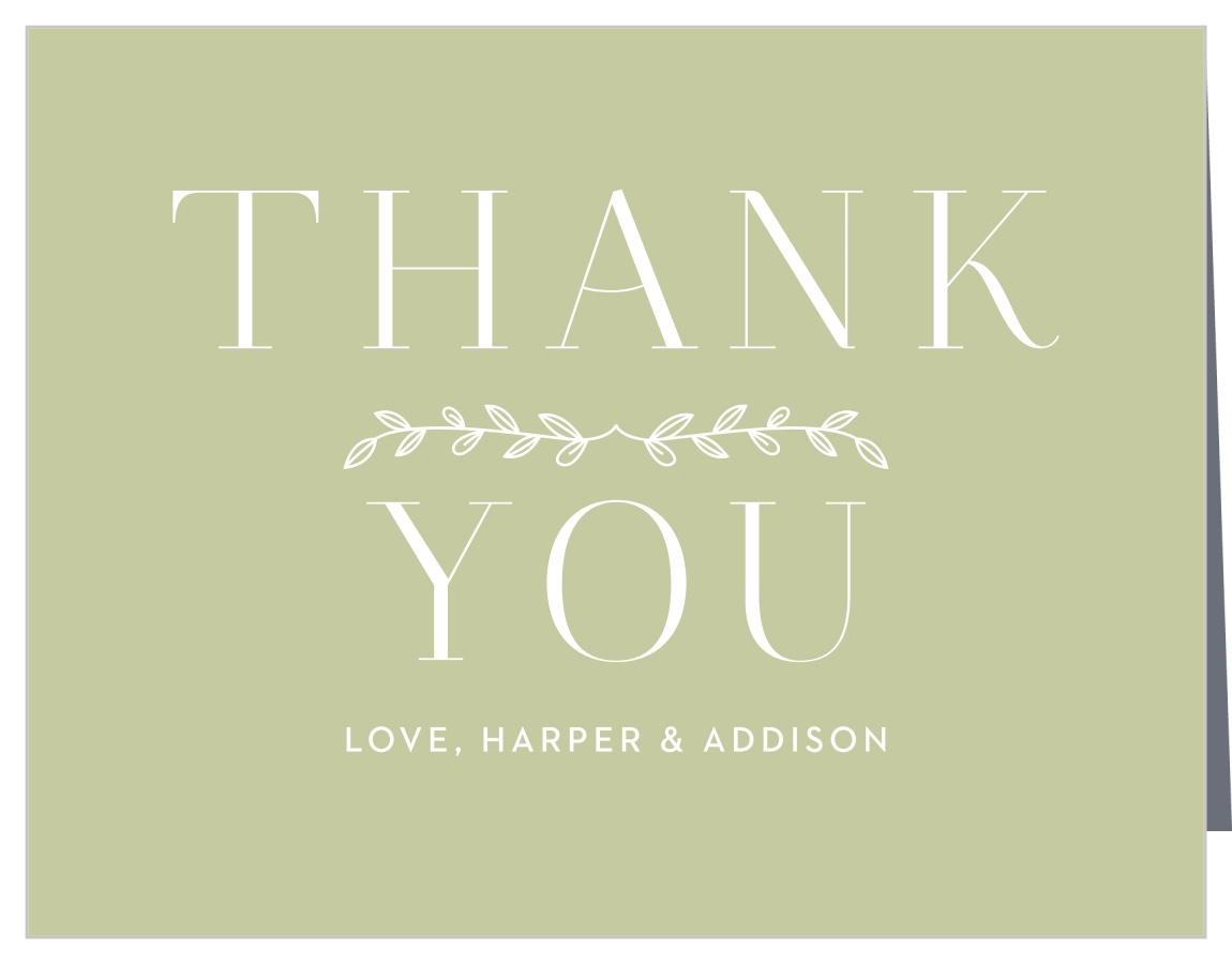 Leafy Accents Bridal Shower Thank You Cards by Basic Invite