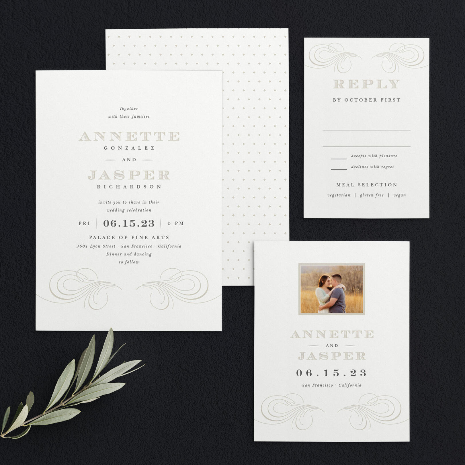 Streamlined Scroll Wedding Invitations by Basic Invite