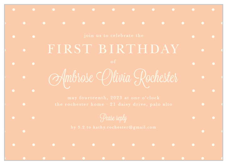 Polka Dot Birthday Invitations - Match Your Color & Style Free!