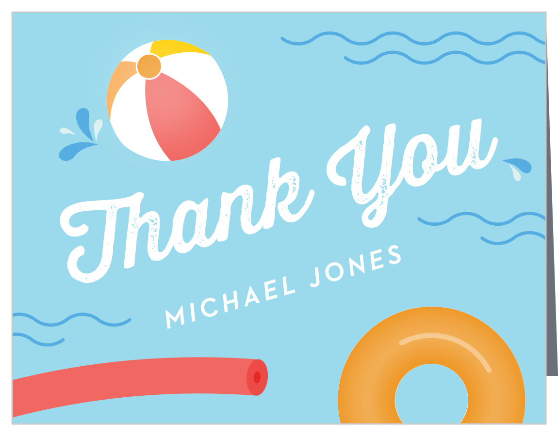Pool Time First Birthday Thank You Cards by Basic Invite
