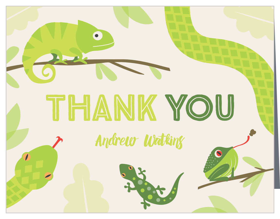 Snakes & Lizards First Birthday Thank You Cards by Basic Invite