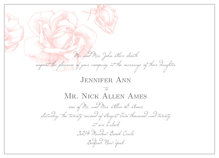 Illustrated Rose Portrait Wedding Invitations by Basic Invite