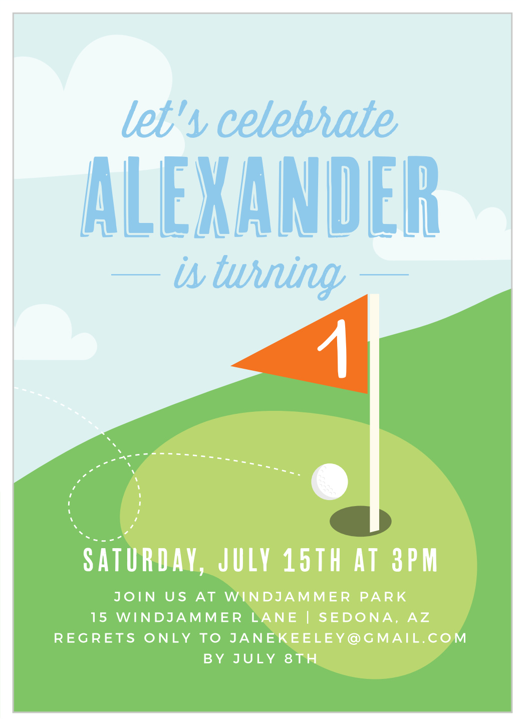 Let's Golf First Birthday Invitations by Basic Invite