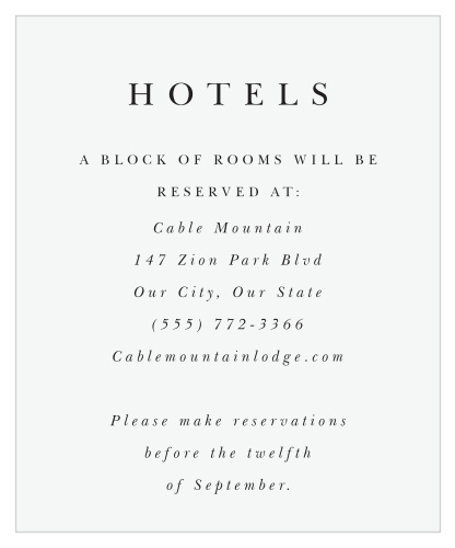 Classic Simplicity Accommodation Cards by Basic Invite