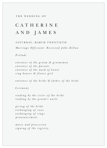 Classic Simplicity Wedding Programs by Basic Invite