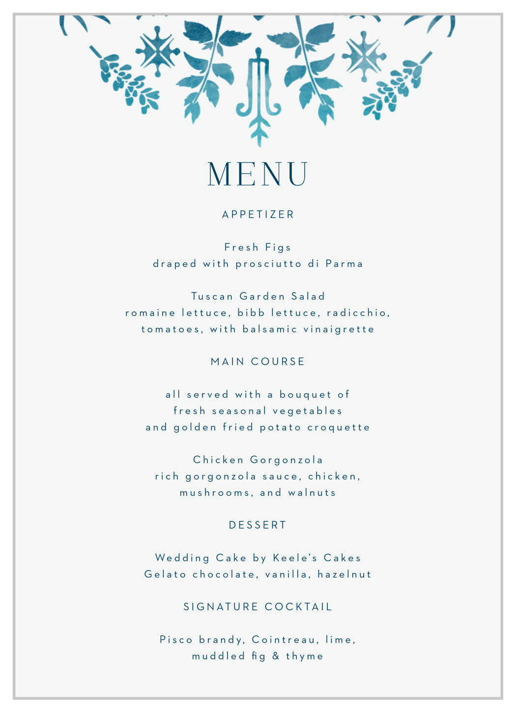 Painted Floral Wedding Menus by Basic Invite