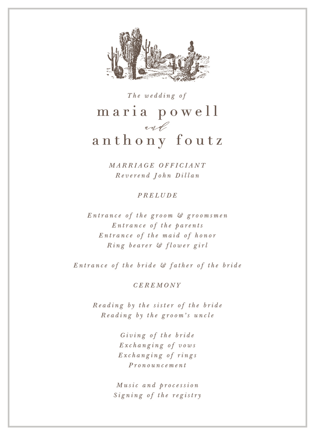 Desert Chic Wedding Programs by Basic Invite