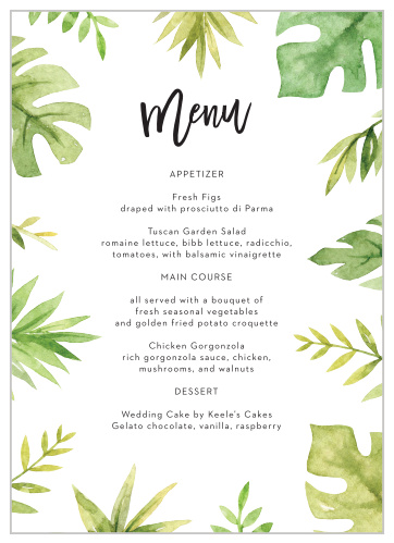 Fun Foliage Wedding Menus by Basic Invite