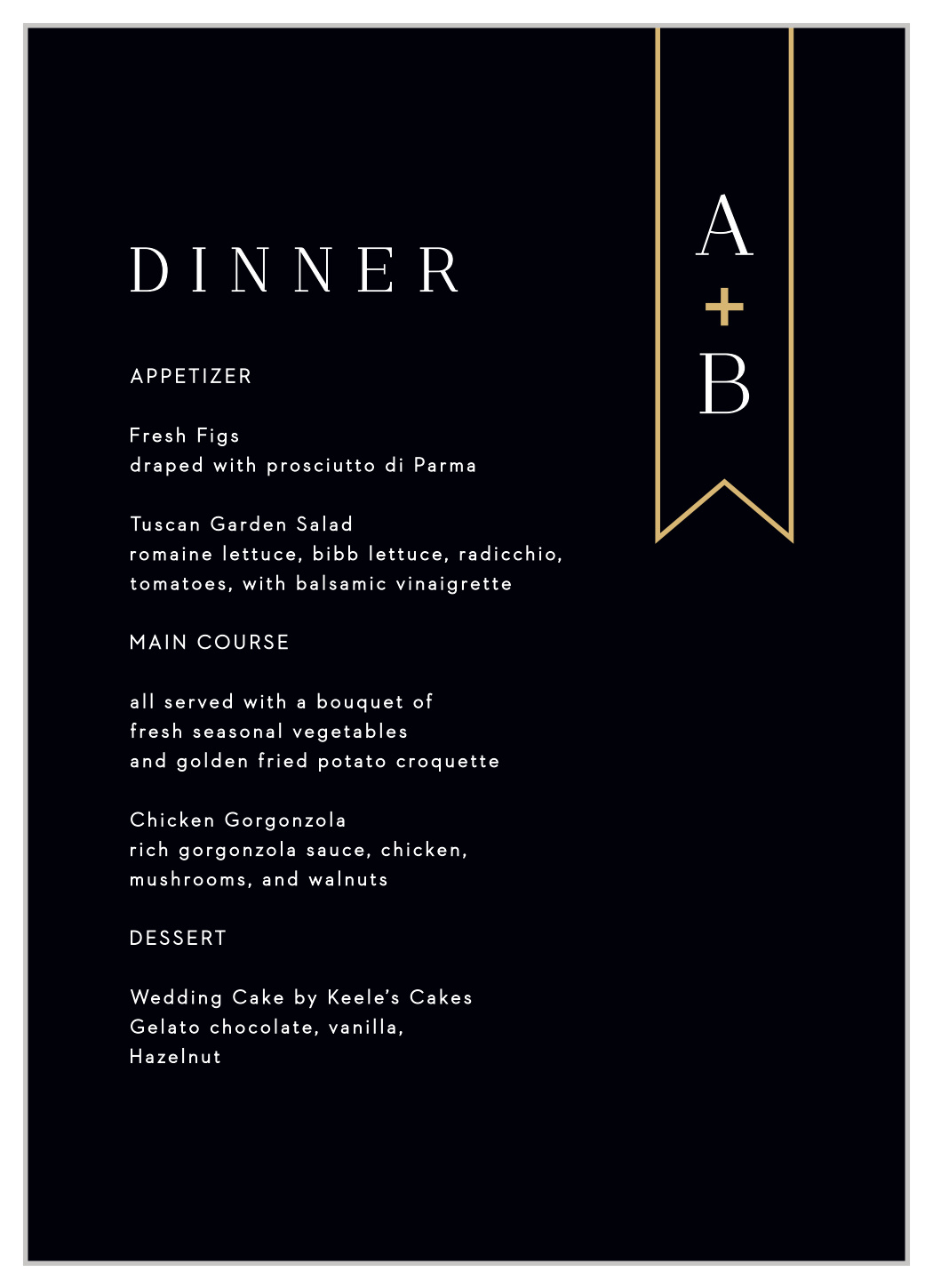 Minimalist Banner Wedding Menus by Basic Invite