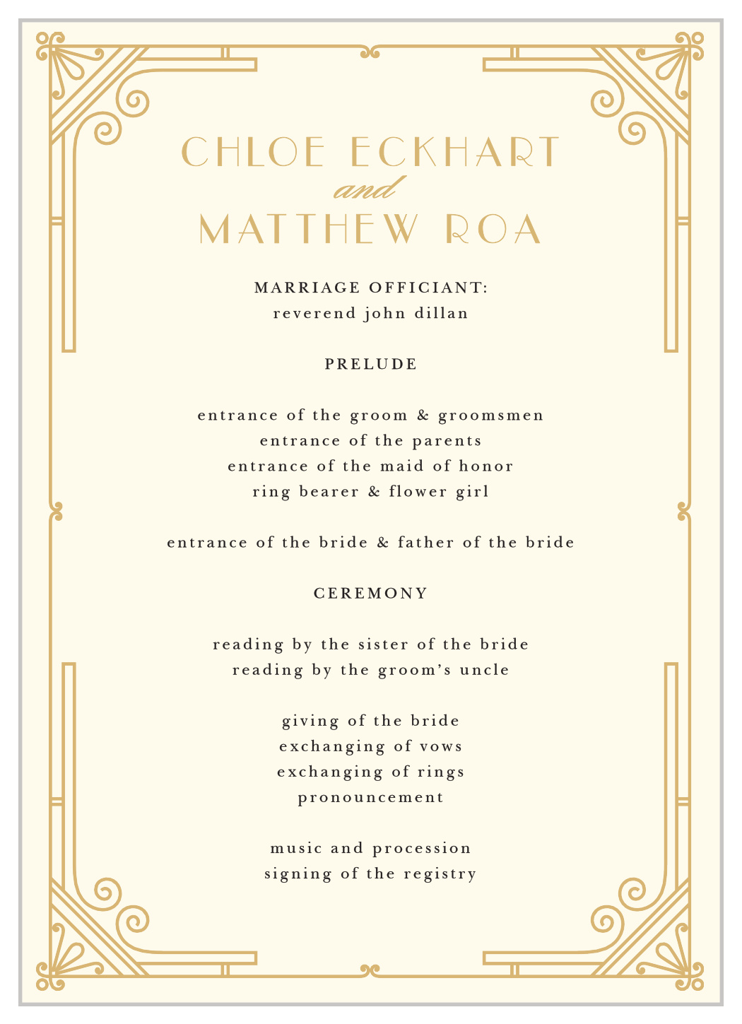 Night Deco Wedding Programs by Basic Invite