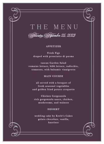Victorian Frame Wedding Menus by Basic Invite