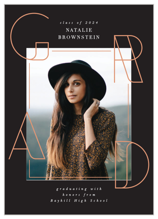 Outlined Grad Graduation Invitations by Basic Invite