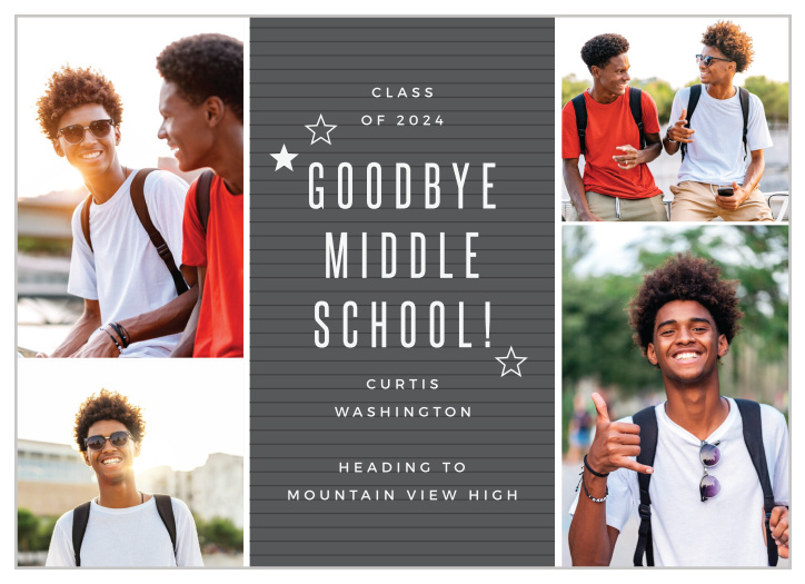Letterboard Quad Graduation Invitations by Basic Invite
