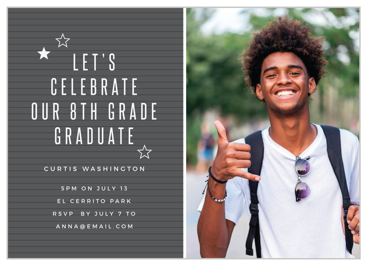 Letterboard Quad Graduation Invitations by Basic Invite