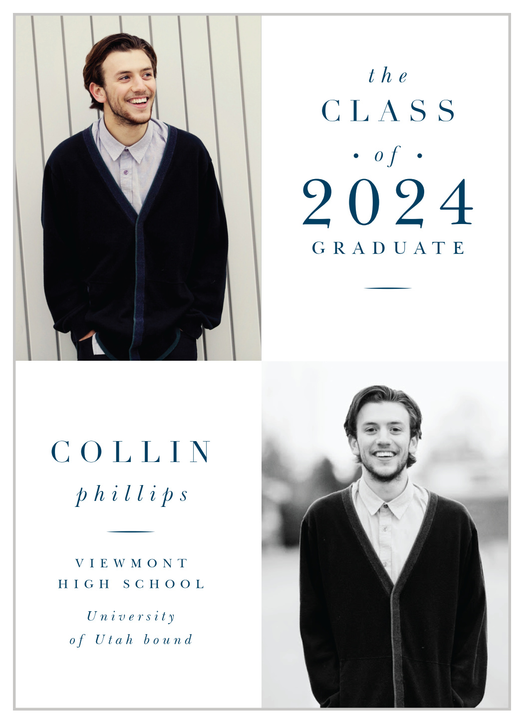 Traditional Duo Graduation Announcements by Basic Invite