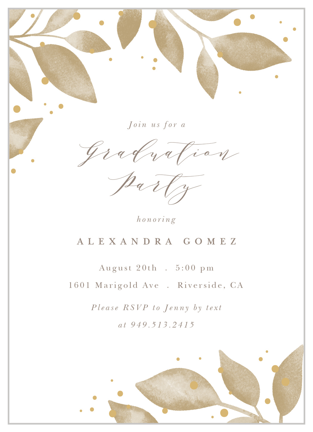 Draping Foliage Graduation Invitations by Basic Invite