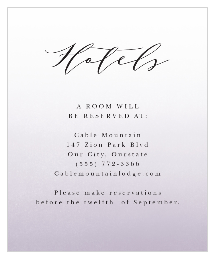 Awesome Ombre Accommodation Cards by Basic Invite