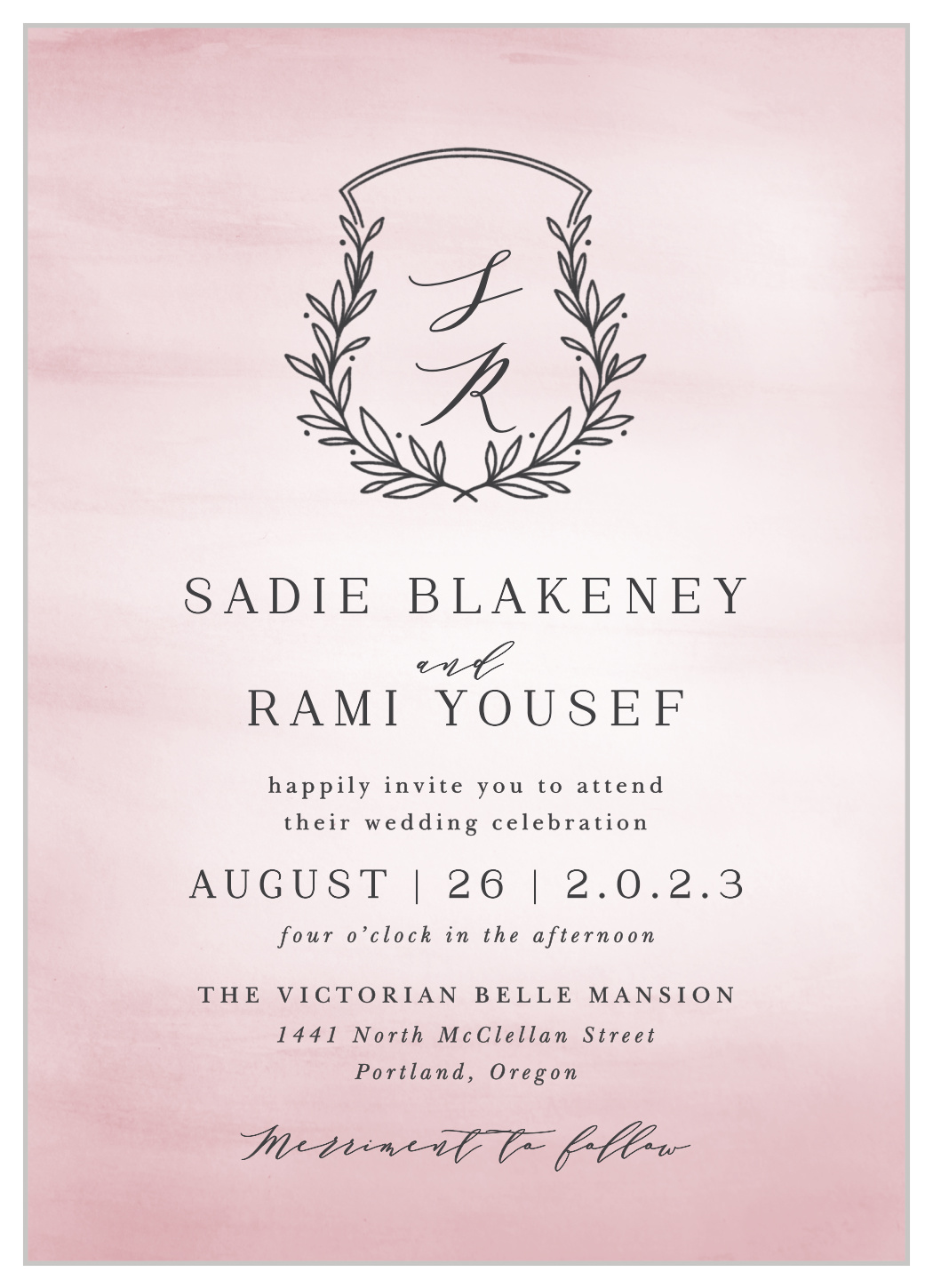 Watercolor Initials Wedding Invitations by Basic Invite