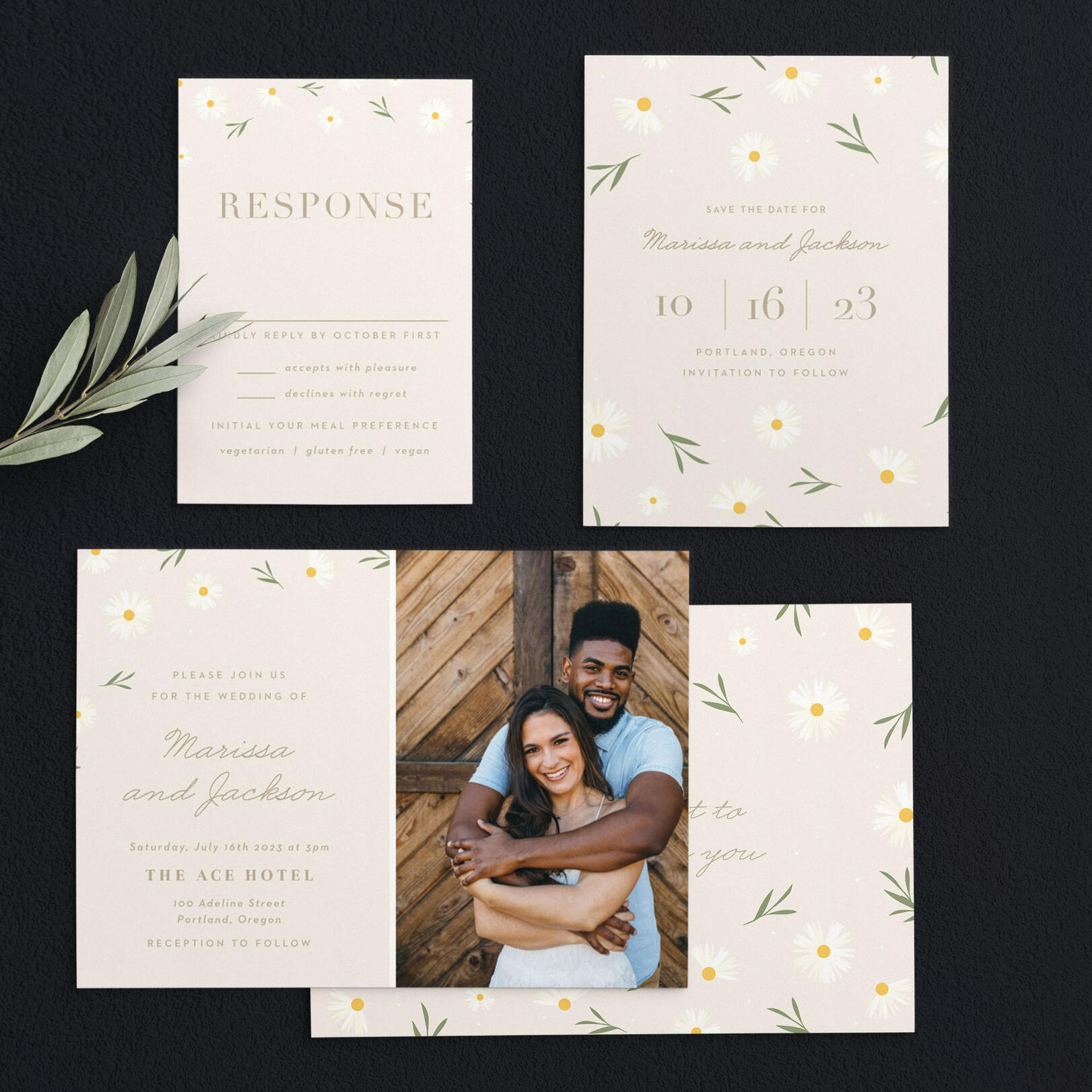 Falling Daisies Wedding Invitations by Basic Invite