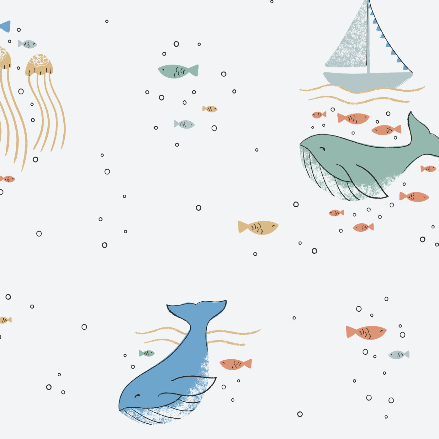 Inky Fish Peel and Stick Removable Wallpaper | Love vs. Design