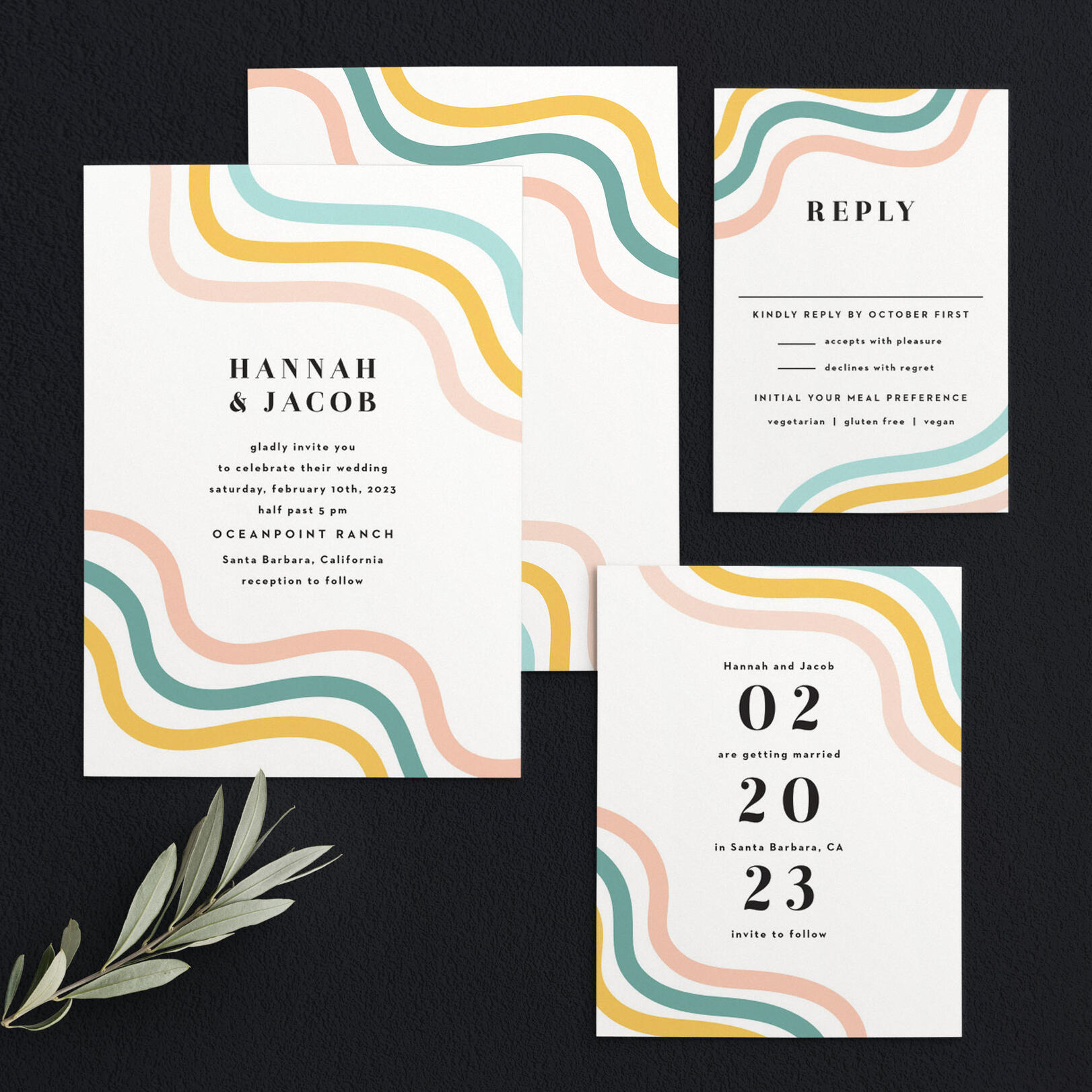 Mod Waves Wedding Invitations by Basic Invite