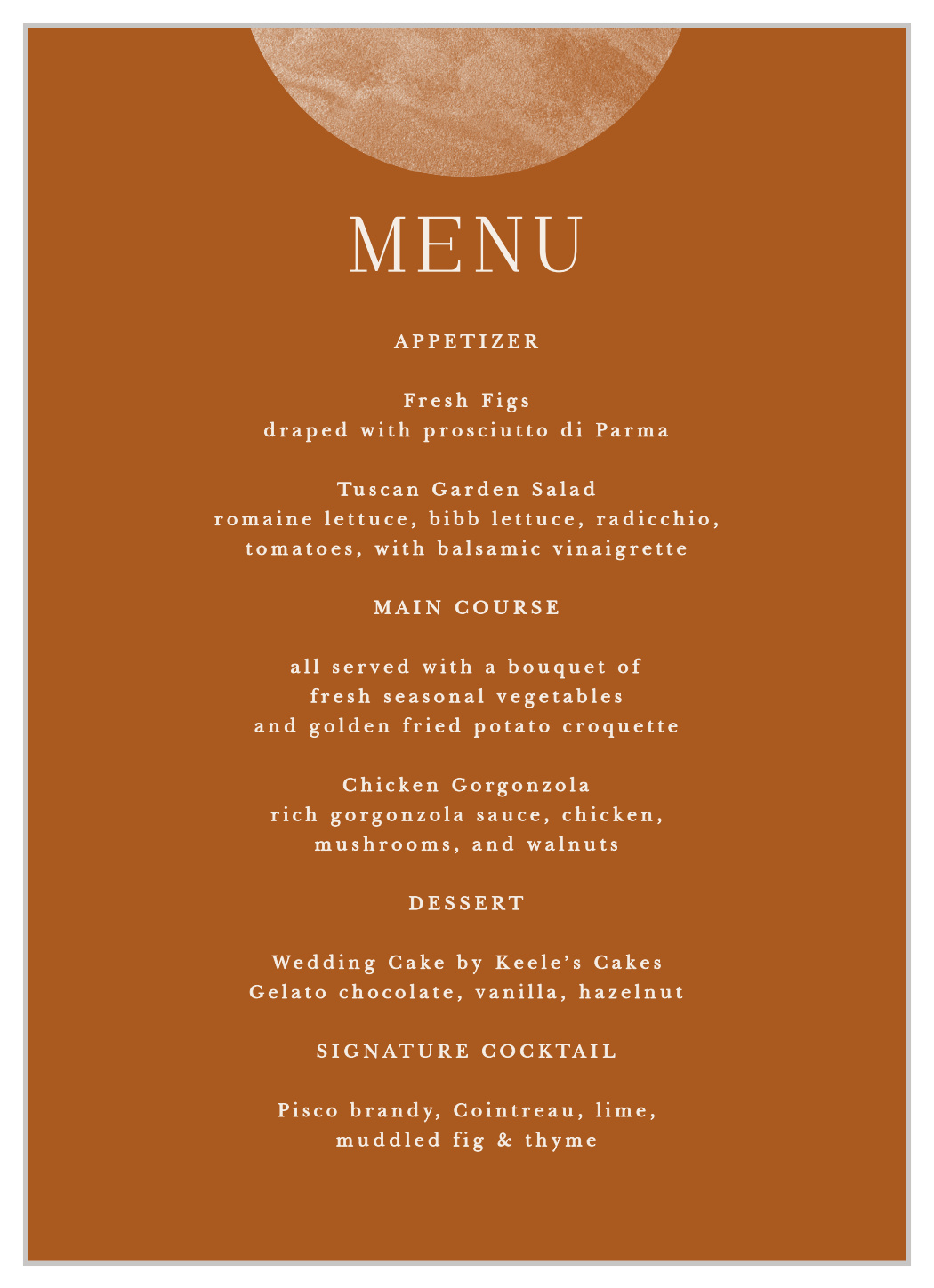 Earthy Mod Wedding Menus by Basic Invite