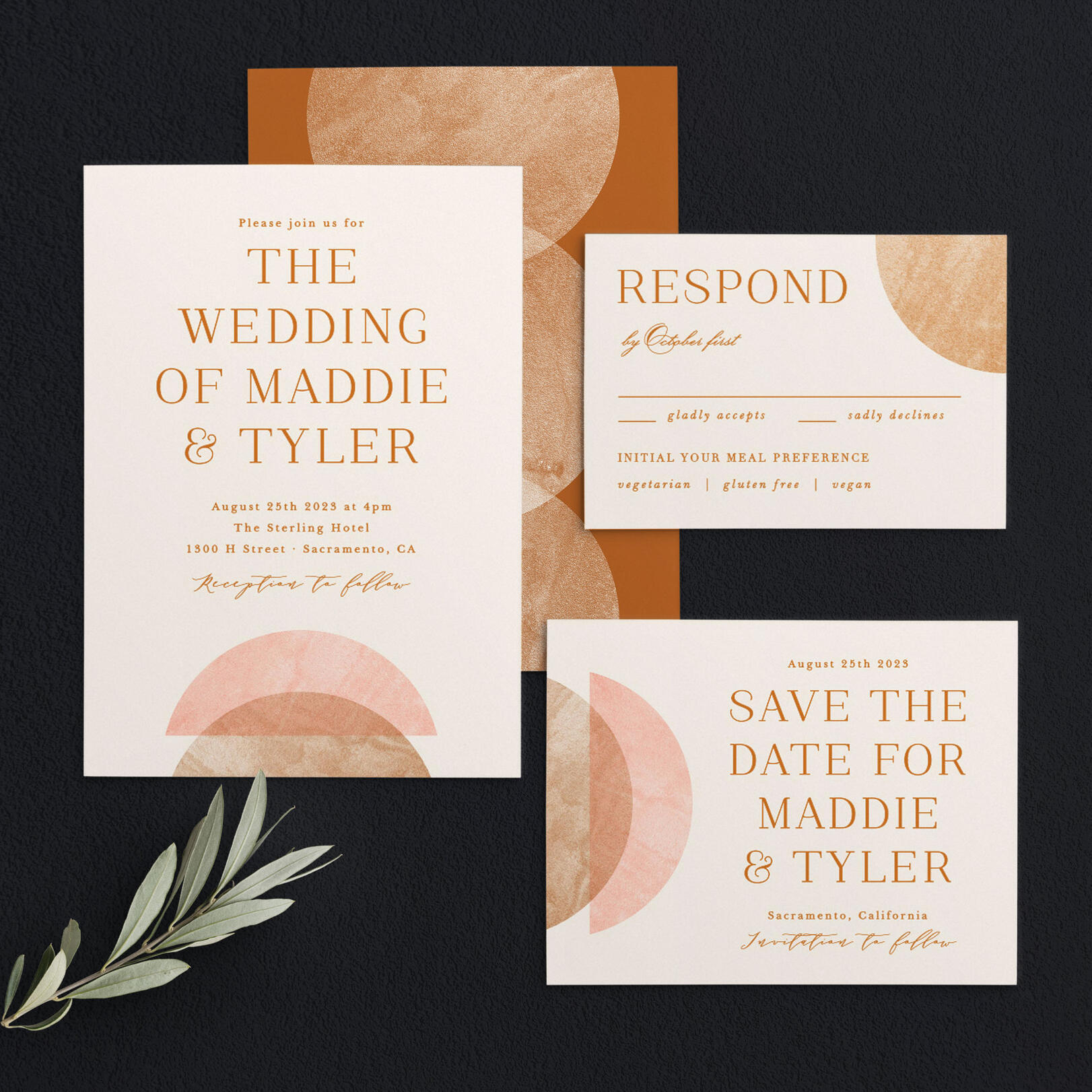 Earthy Mod Response Cards by Basic Invite