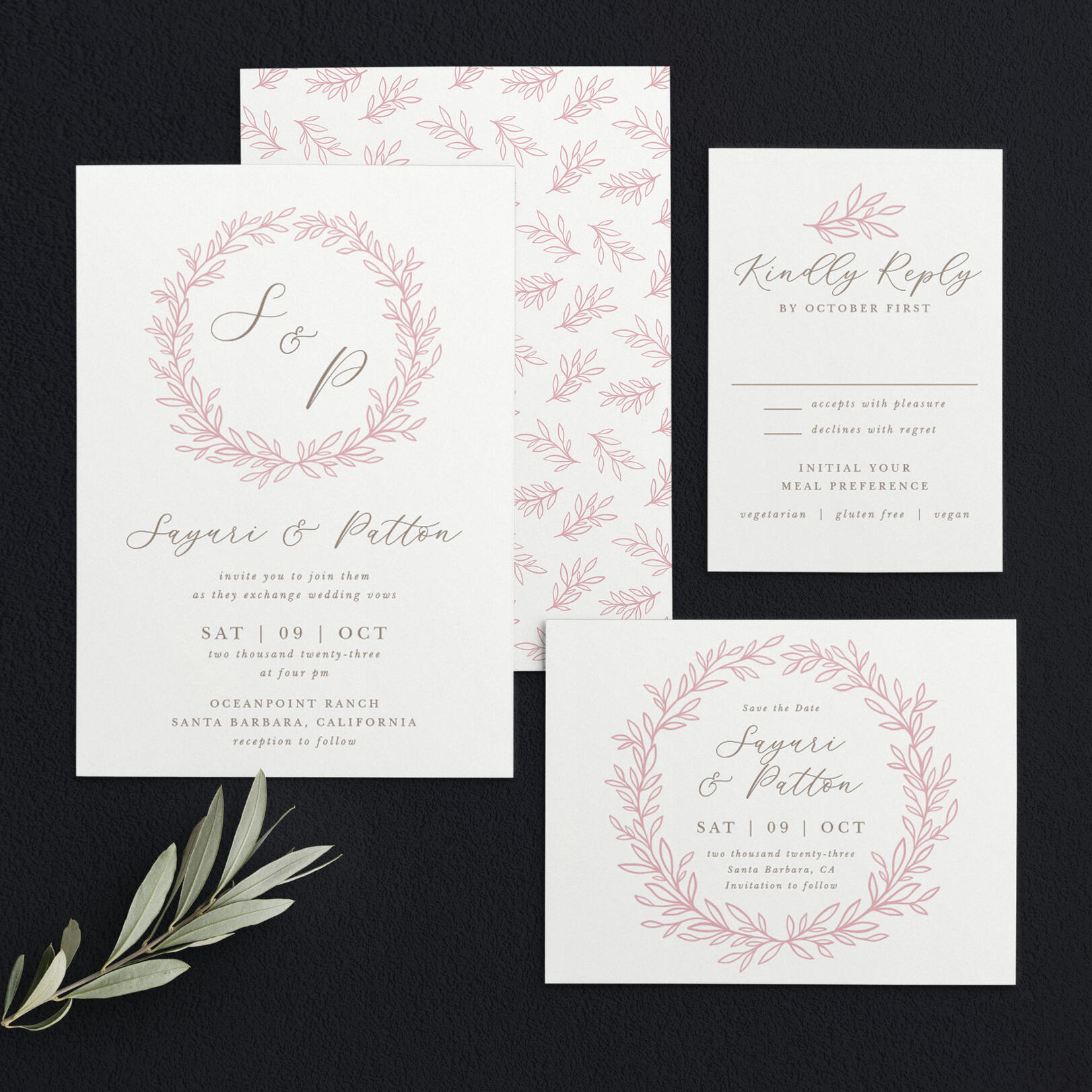 Circled Monogram Wedding Invitations by Basic Invite