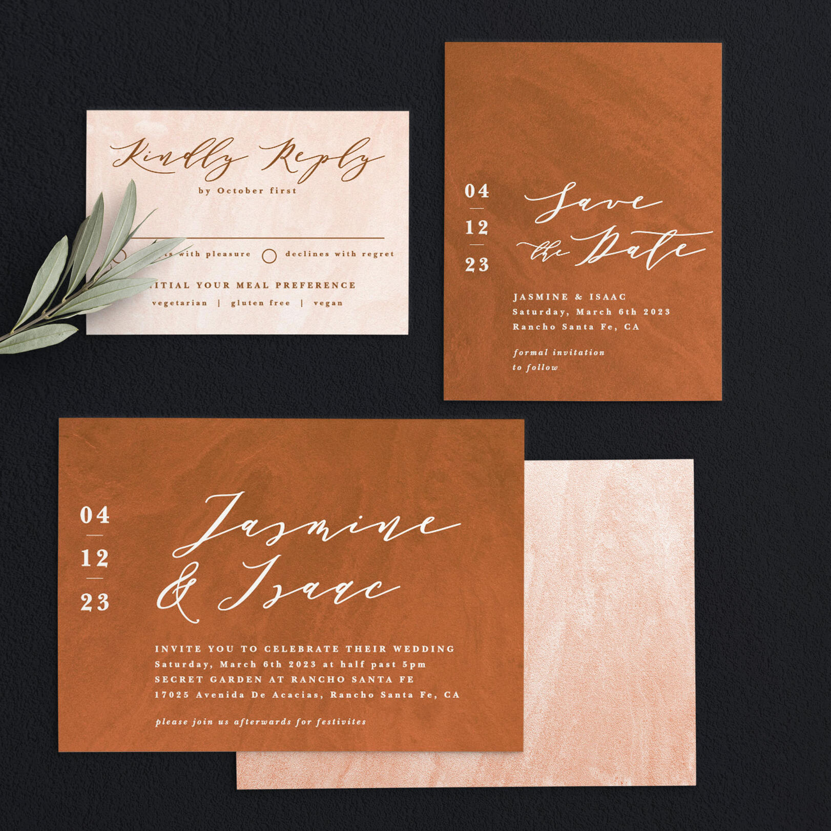 Sandstone Rust Wedding Invitations by Basic Invite