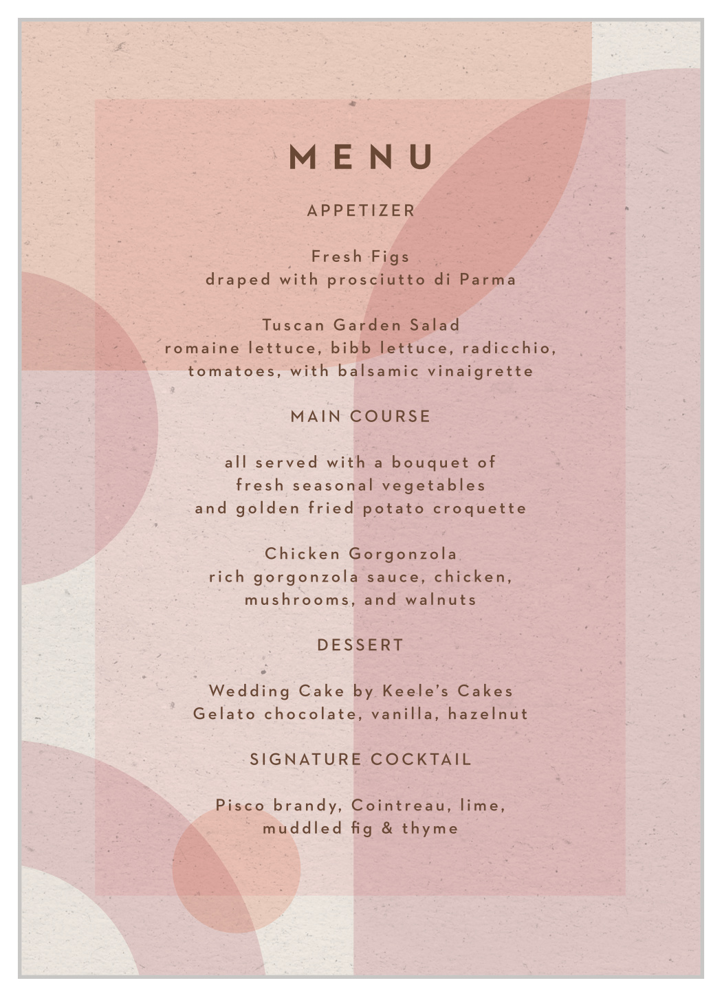 Mod Shapes Wedding Menus by Basic Invite