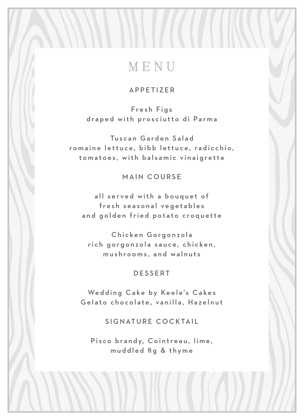 Wood Plank Wedding Menus by Basic Invite