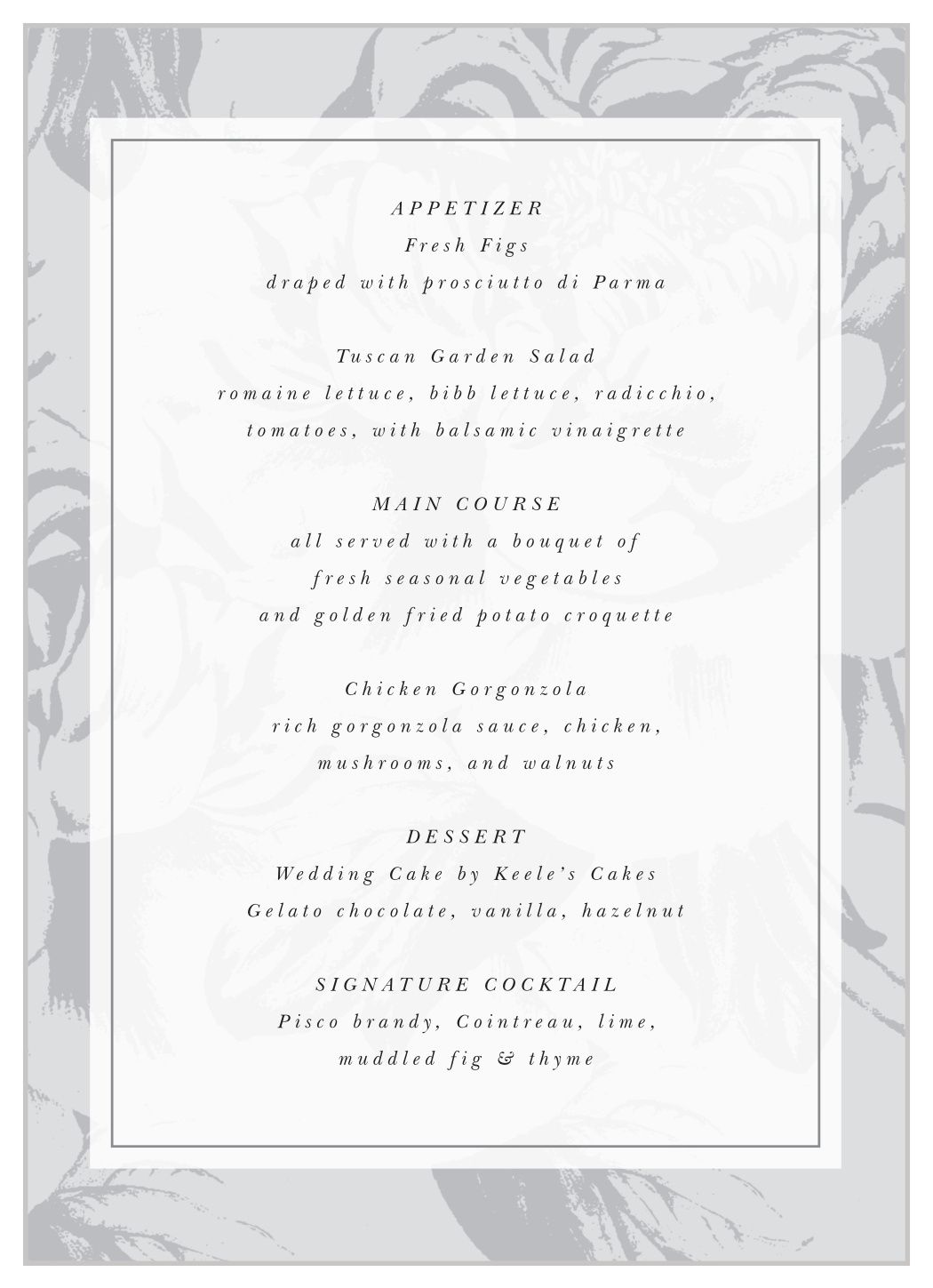 Etched Peony Wedding Menus by Basic Invite