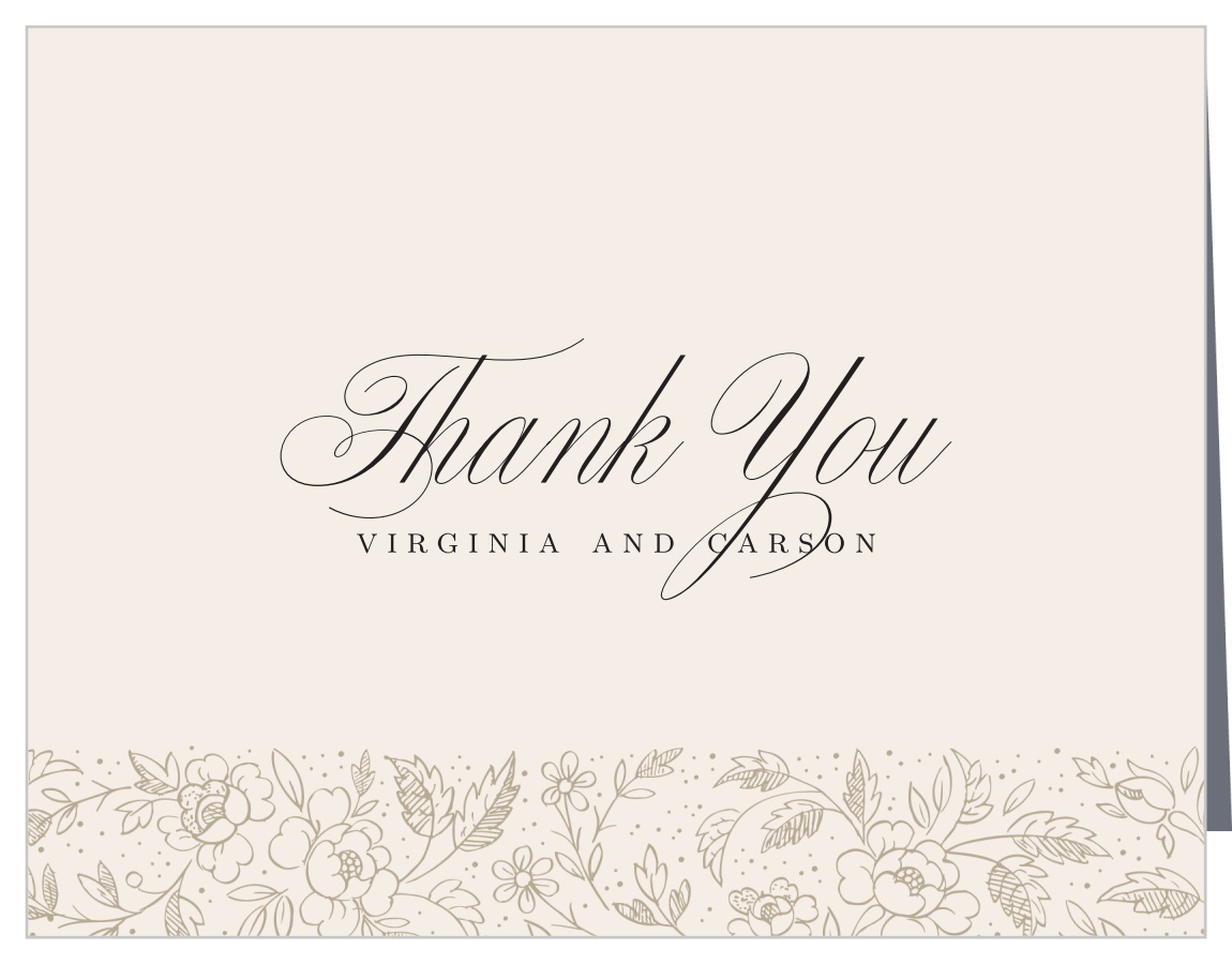 Botanical Border Wedding Thank You Cards by Basic Invite
