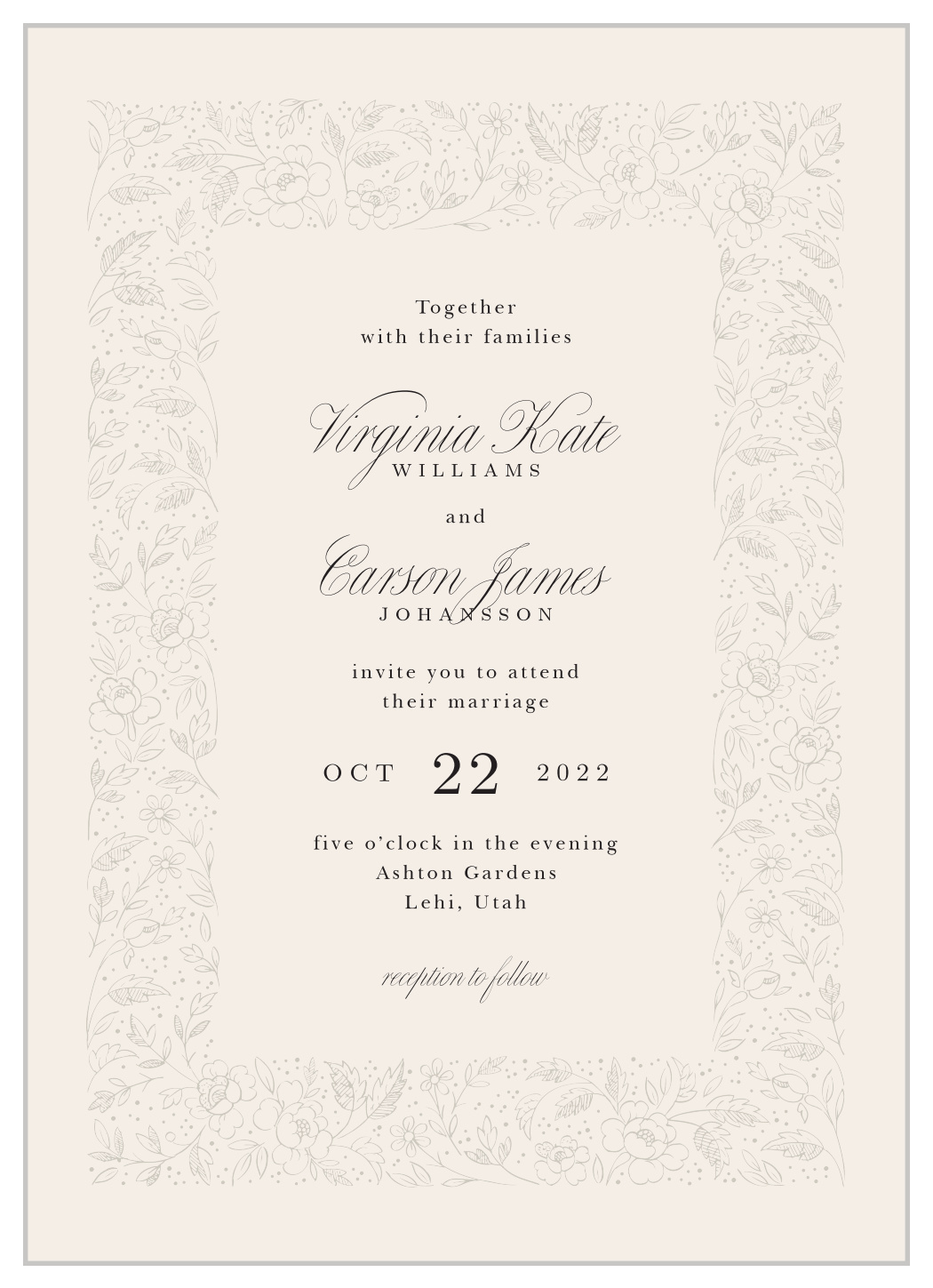 Botanical Border Wedding Invitations by Basic Invite