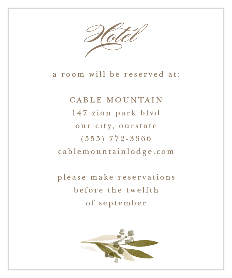 Elegant Wreath Accommodation Cards by Basic Invite