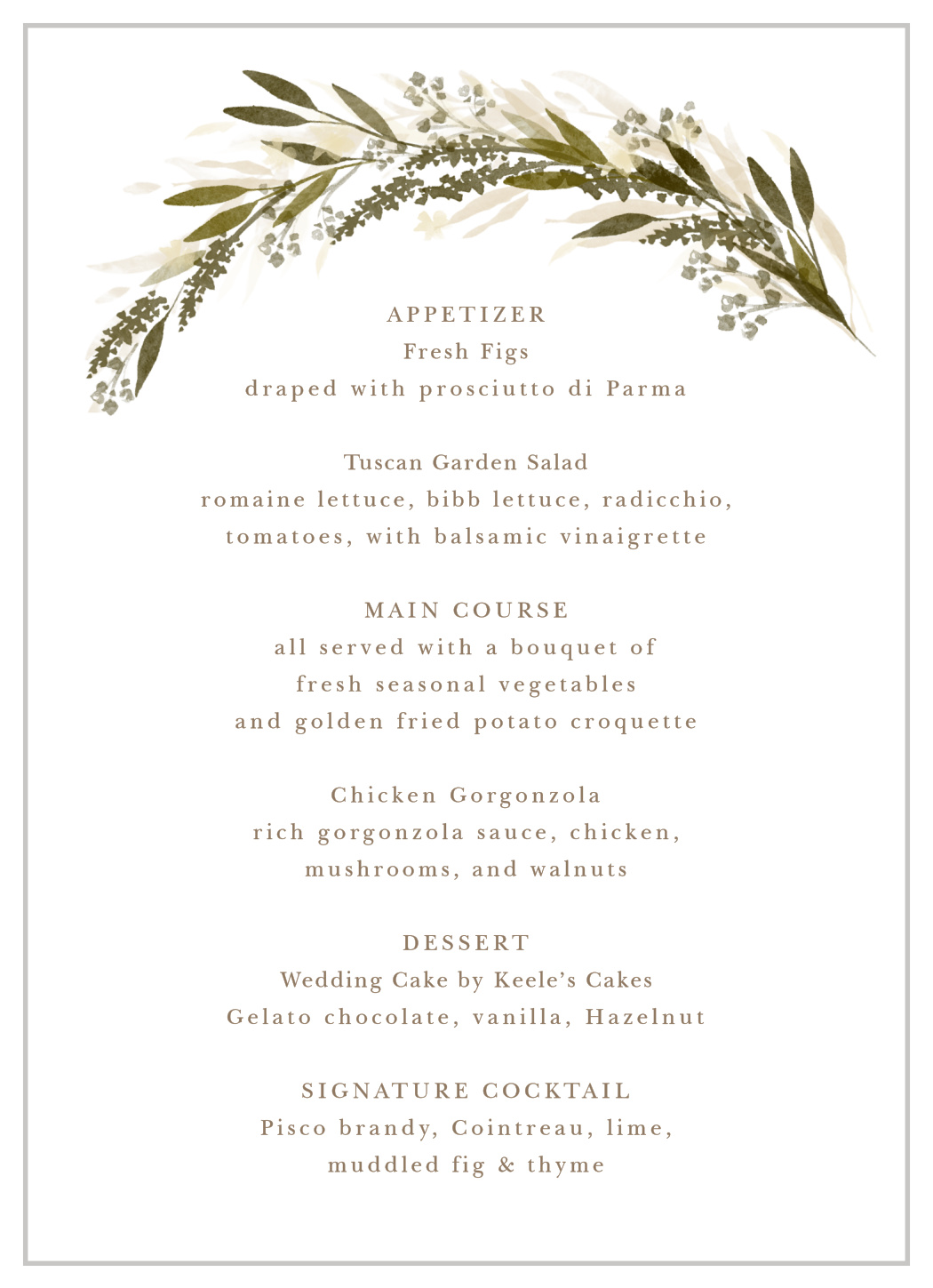 Elegant Wreath Wedding Menus by Basic Invite