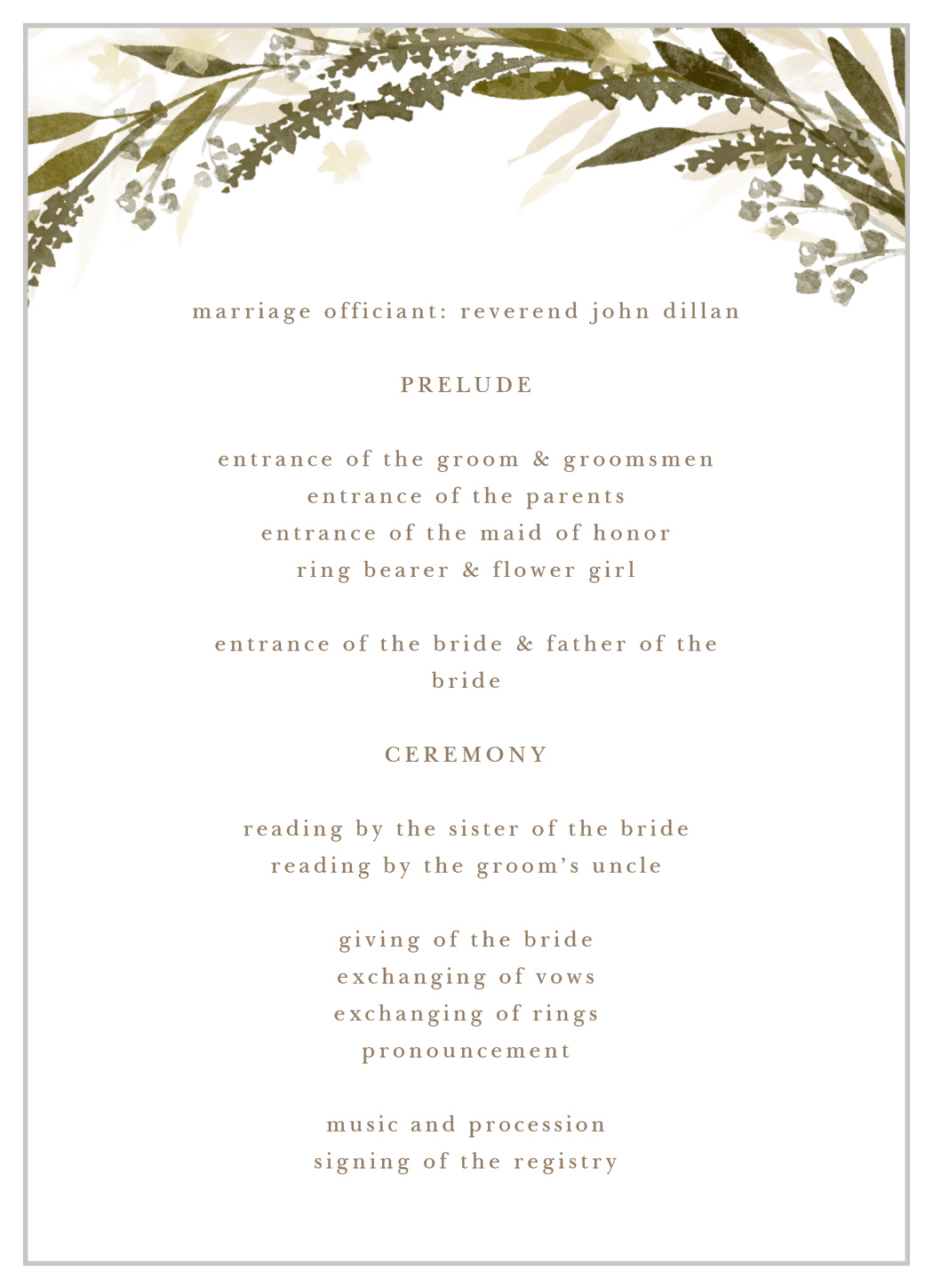 Elegant Wreath Wedding Programs by Basic Invite