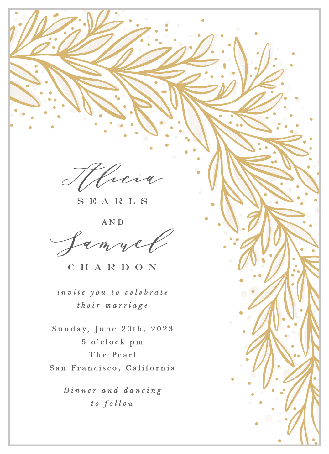 Draped Leaves Wedding Invitations by Basic Invite