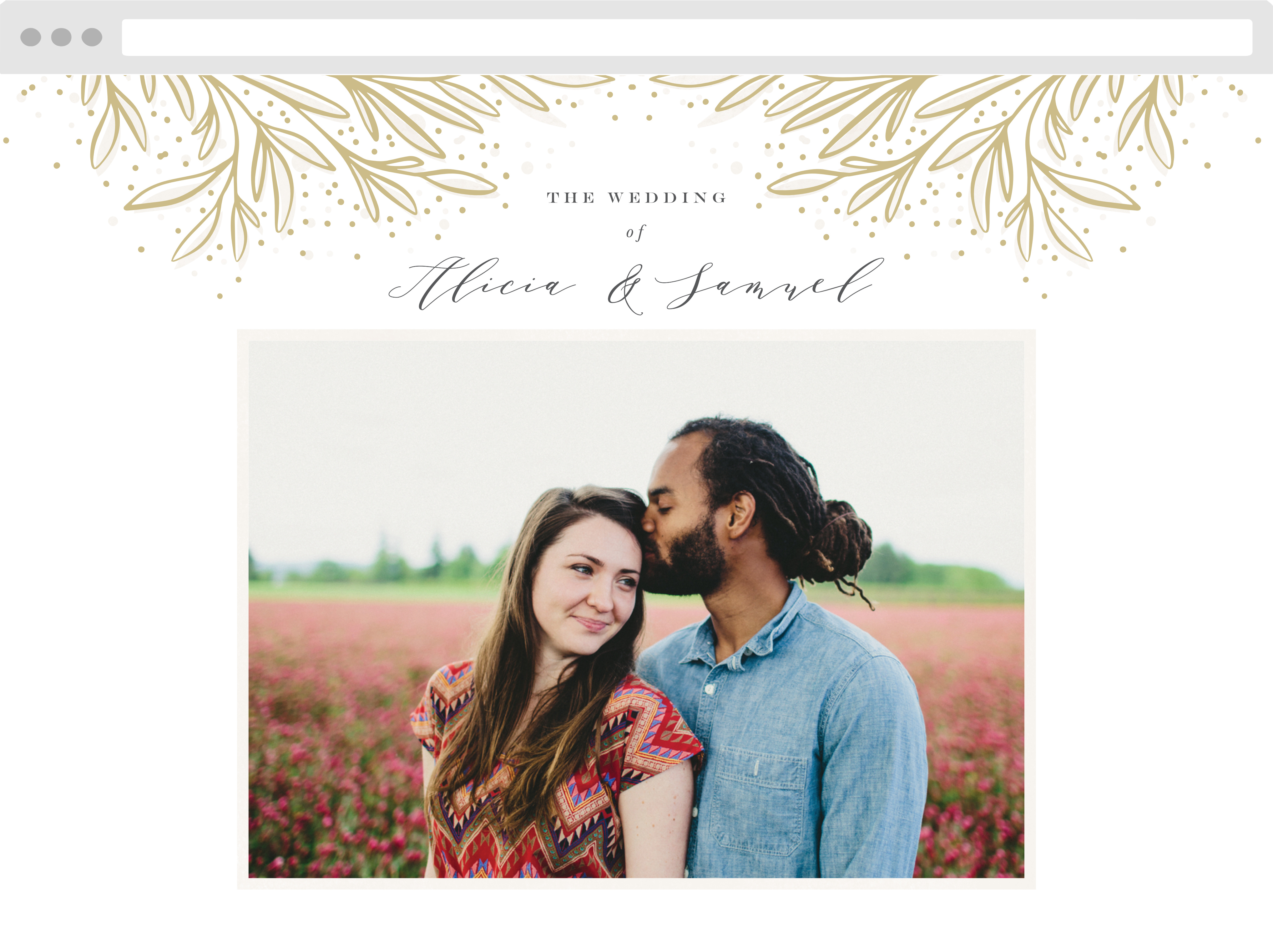 Draped Leaves Wedding Website by Basic Invite