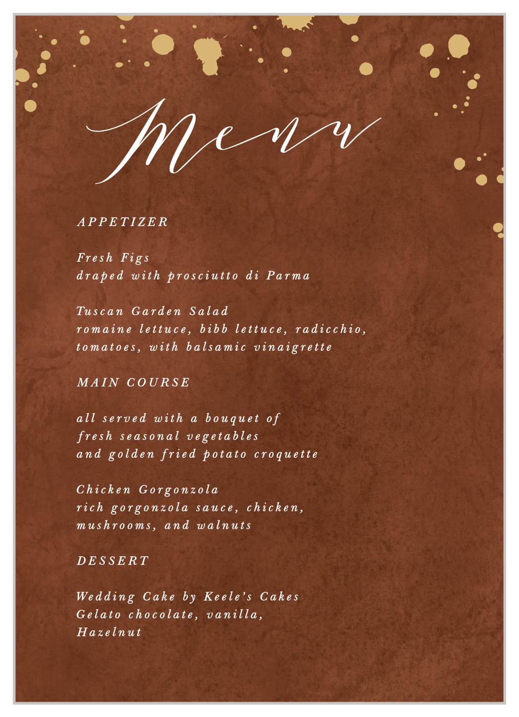 Painted Stone Wedding Menus by Basic Invite