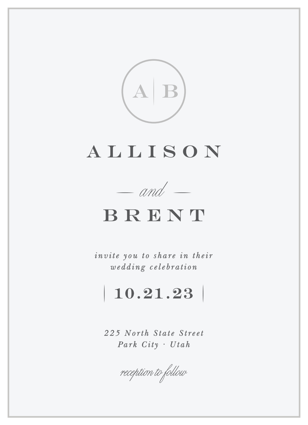 Minimalist Monogram Wedding Invitations by Basic Invite