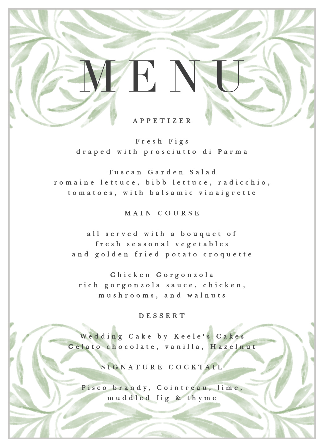 Engraved Elegance Wedding Menus by Basic Invite