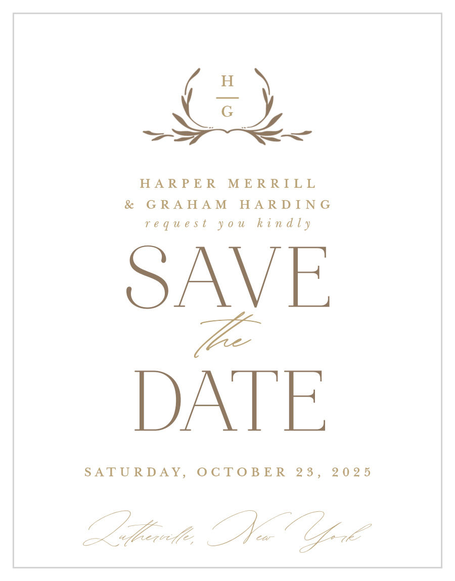 Monogrammed Minimalist Save the Date Cards by Basic Invite