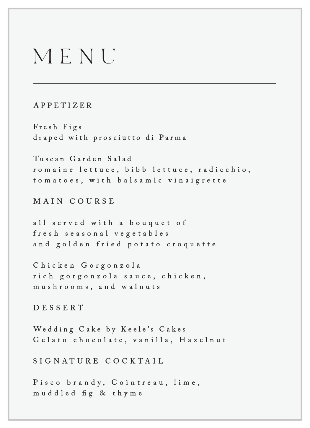 Minimal Magnifique Wedding Menus by Basic Invite