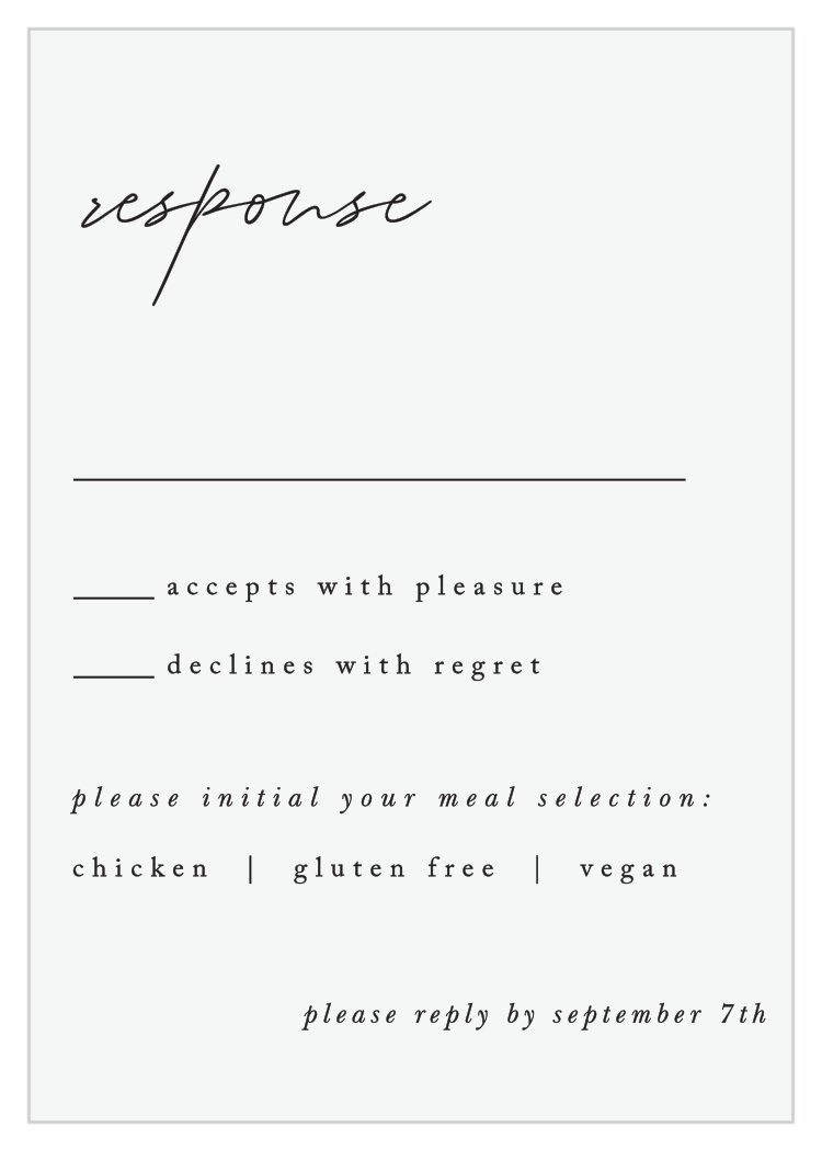 Minimal Magnifique Response Cards by Basic Invite