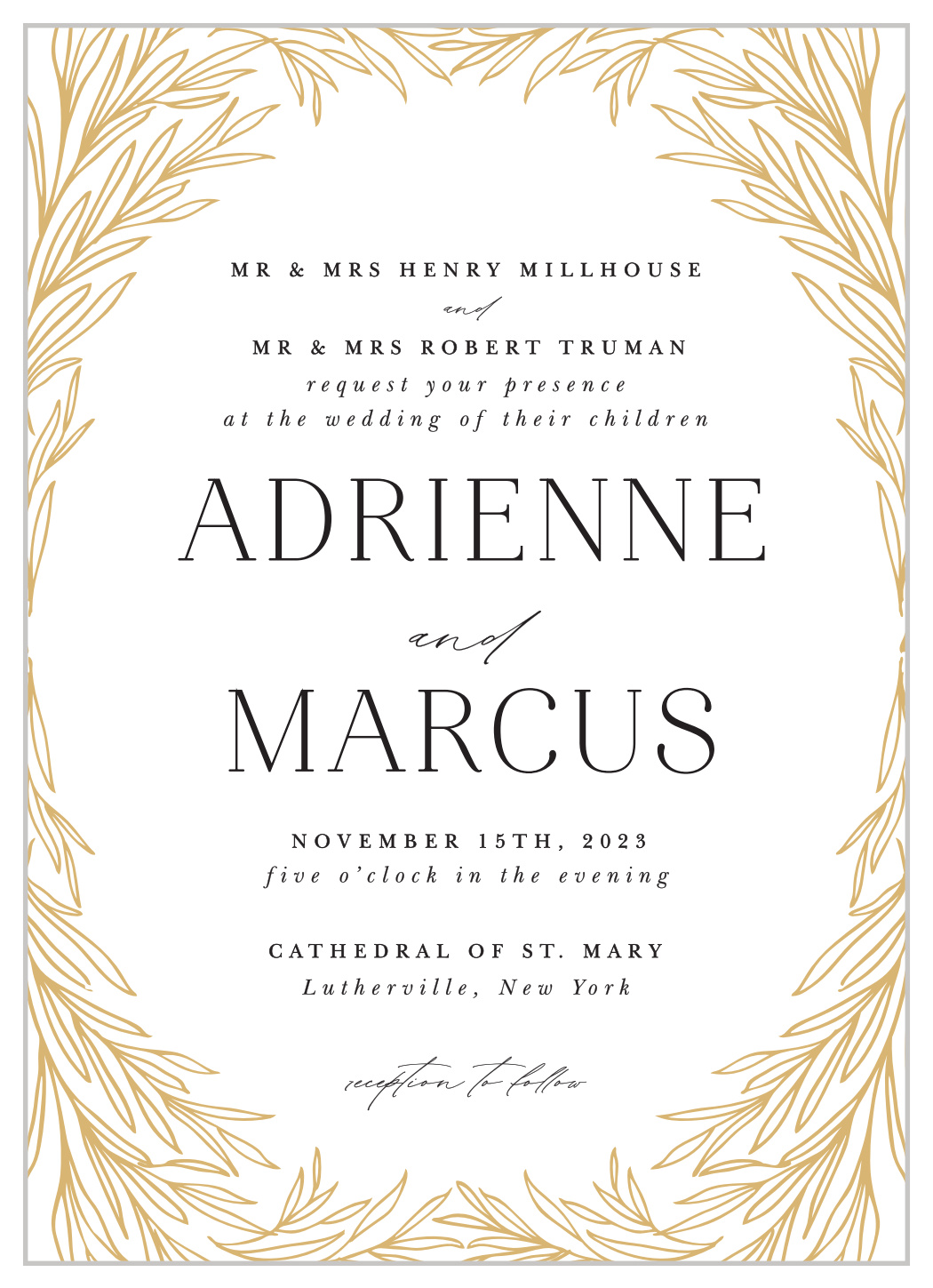 Leafy Laurel Wedding Invitations by Basic Invite