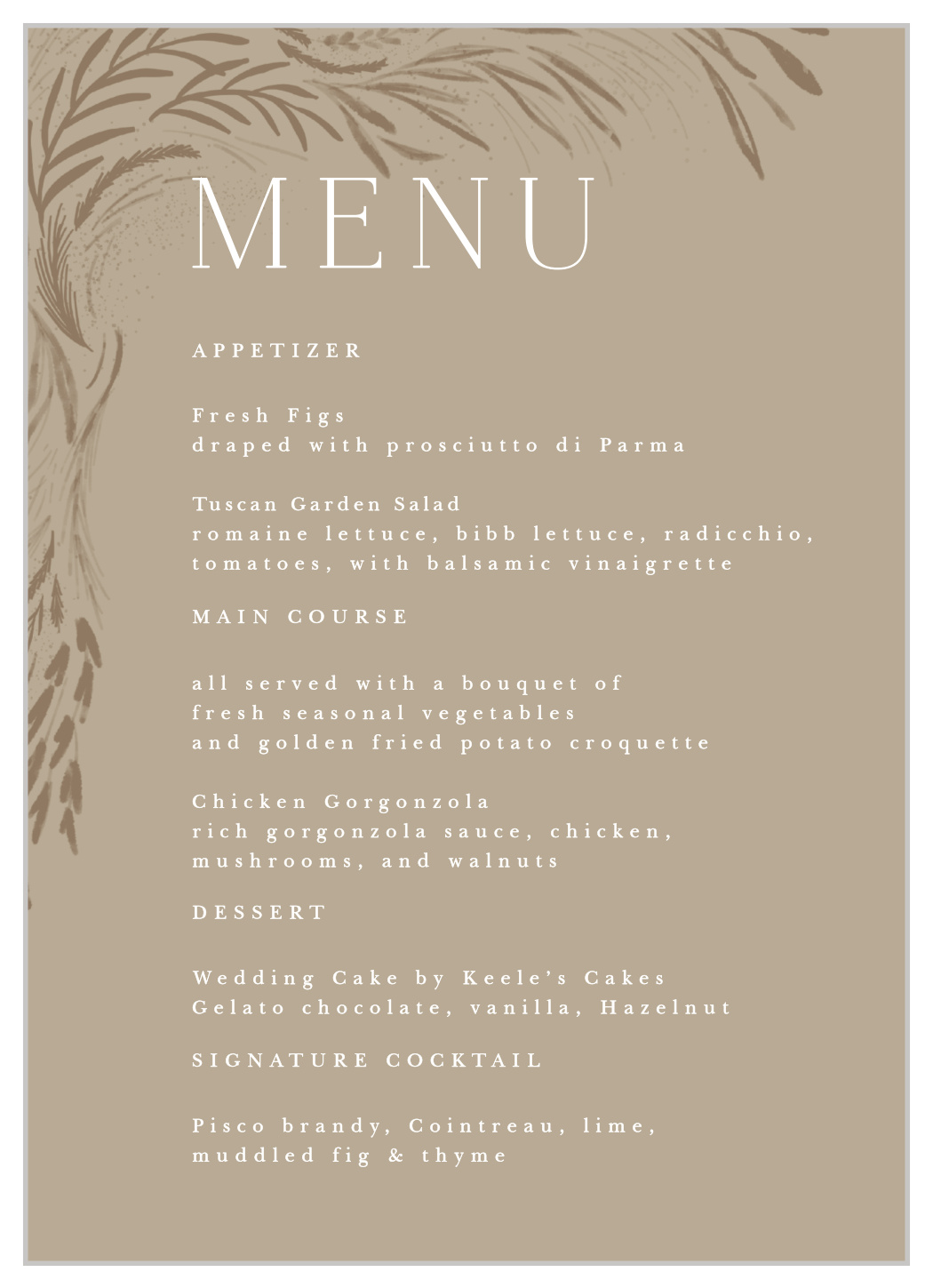 Botanical Romance Wedding Menus by Basic Invite